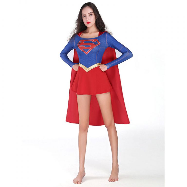 Supergirl Suit Kara Danvers Kara Zor El Ball Pattern Bodysuit With Cape Cosplay Costumes Dc